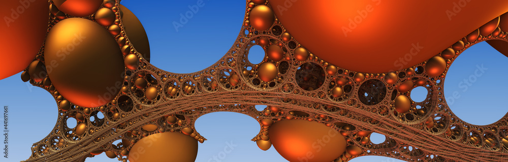 Abstract background, fantastic 3D gold structures, technology remains ...