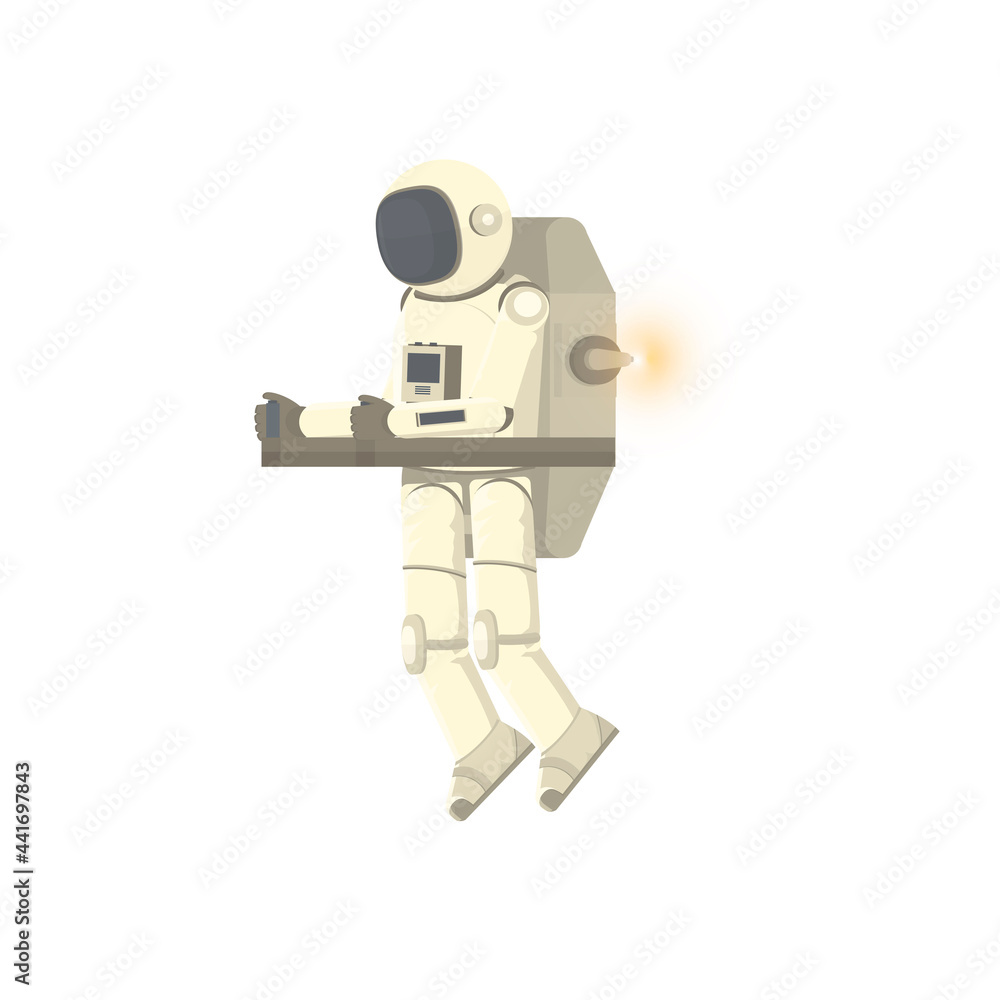 Astronaut with a jetpack. Spaceman space mission, vector illustration ...
