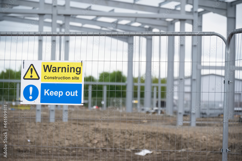 Construction site health and safety message rules sign board signage on ...