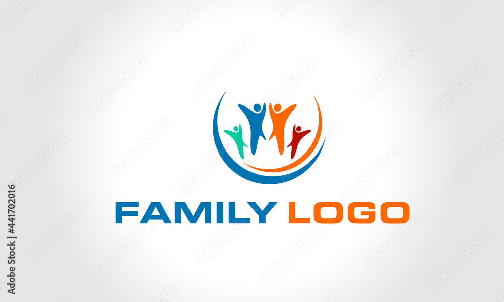 Vetor de Abstract People Logo. Blue Rounded Line Linked Human Icon ...