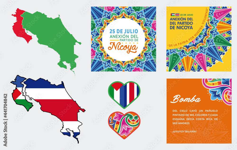 Banners and Costa Rica Maps for the Annexation of the Nicoya Party ...