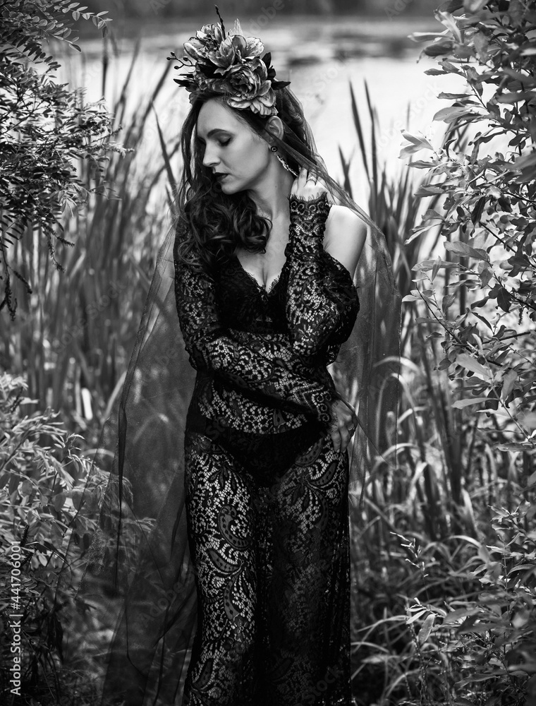 Black bride at water, Slavic rituals, pagan magic scene, old magic ...