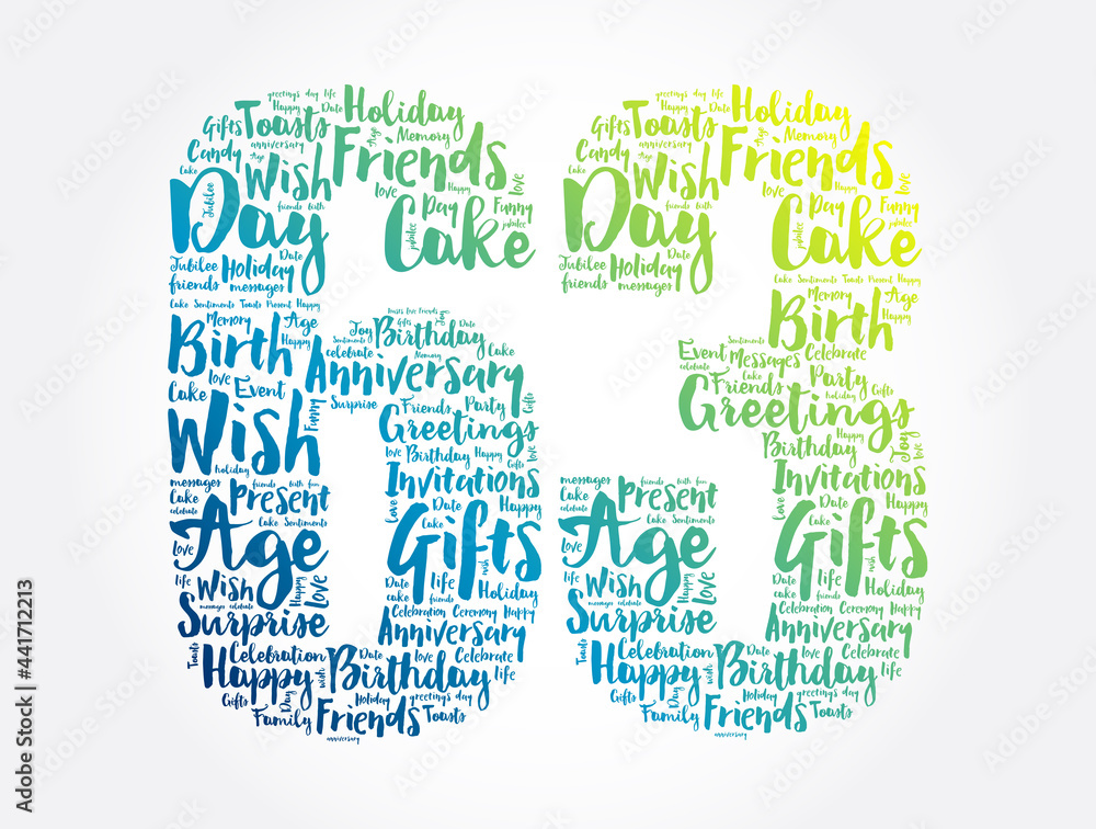 Happy 63rd birthday word cloud, holiday concept background Stock Vector ...