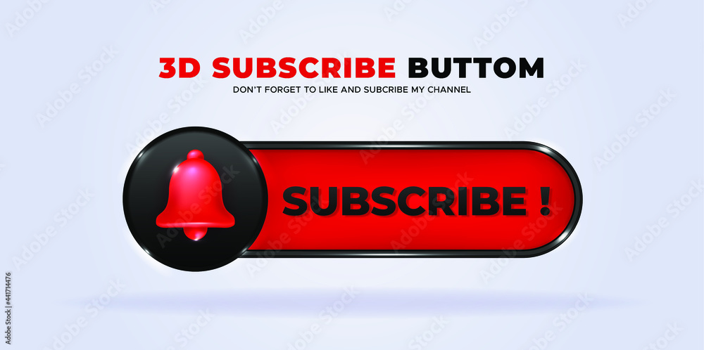 3D Subscribe Button with white background Stock Vector | Adobe Stock
