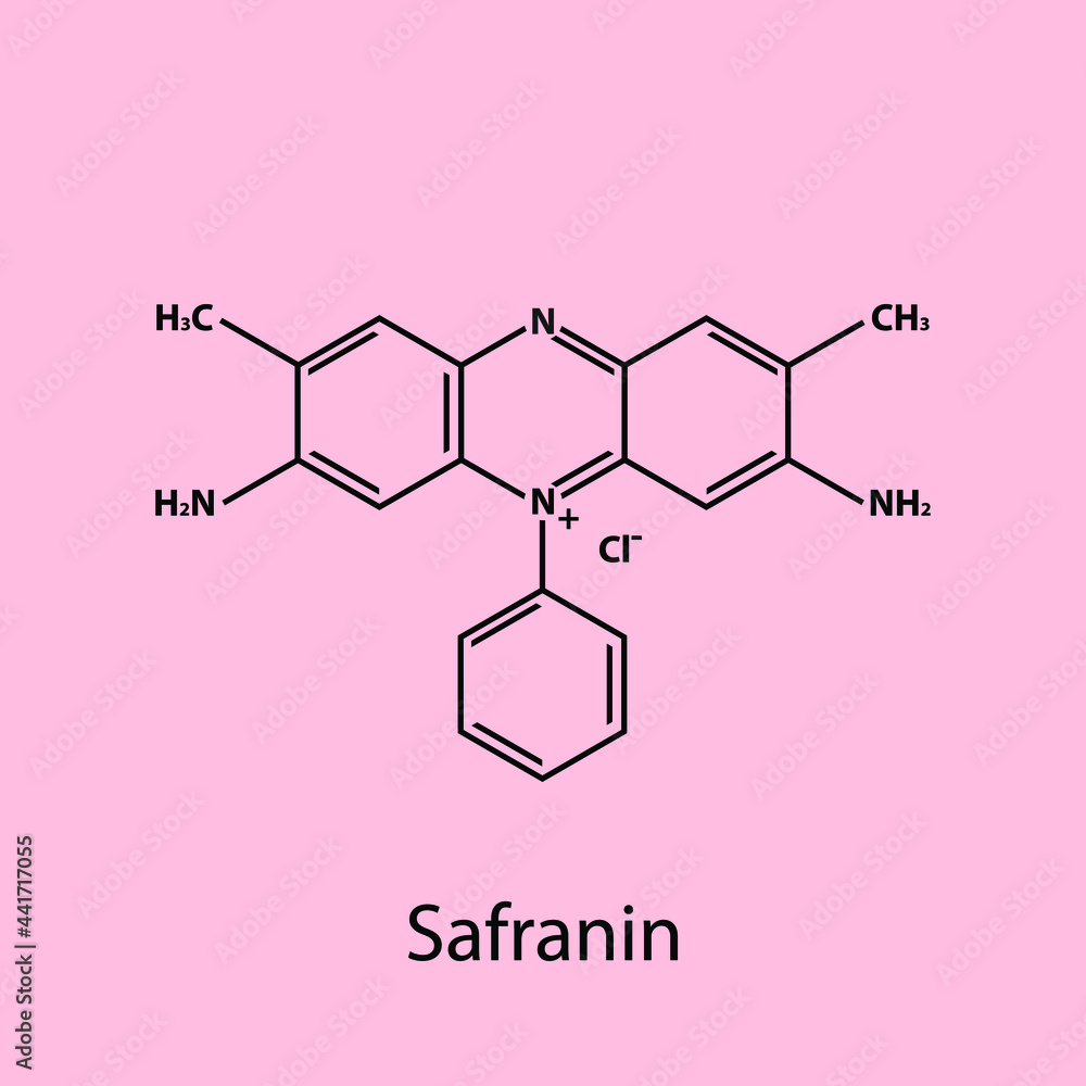 Safranin Dye biomolecule molecular formula. Skeletal molecule structure ...
