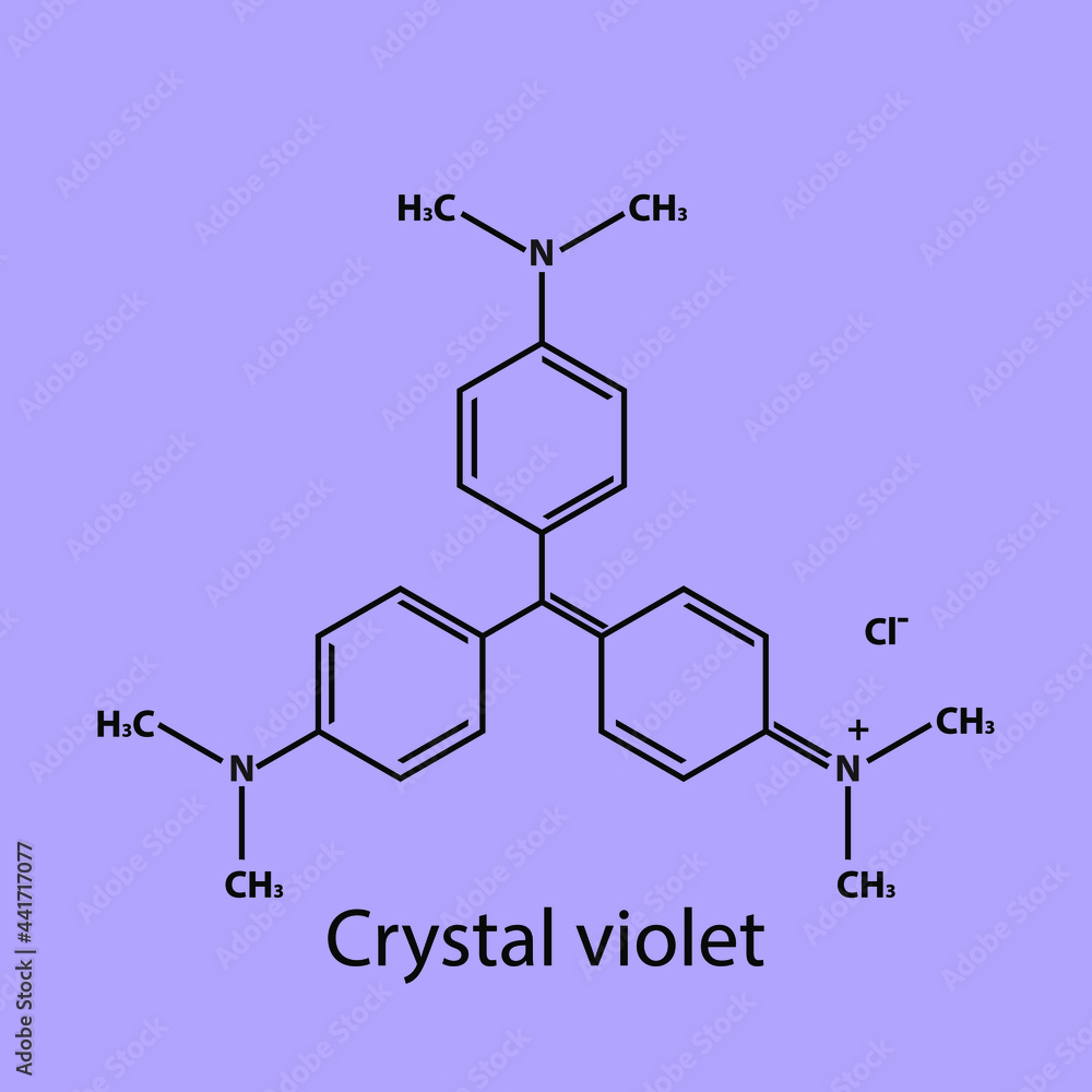 Crystal violet Dye biomolecule molecular formula. Skeletal molecule ...