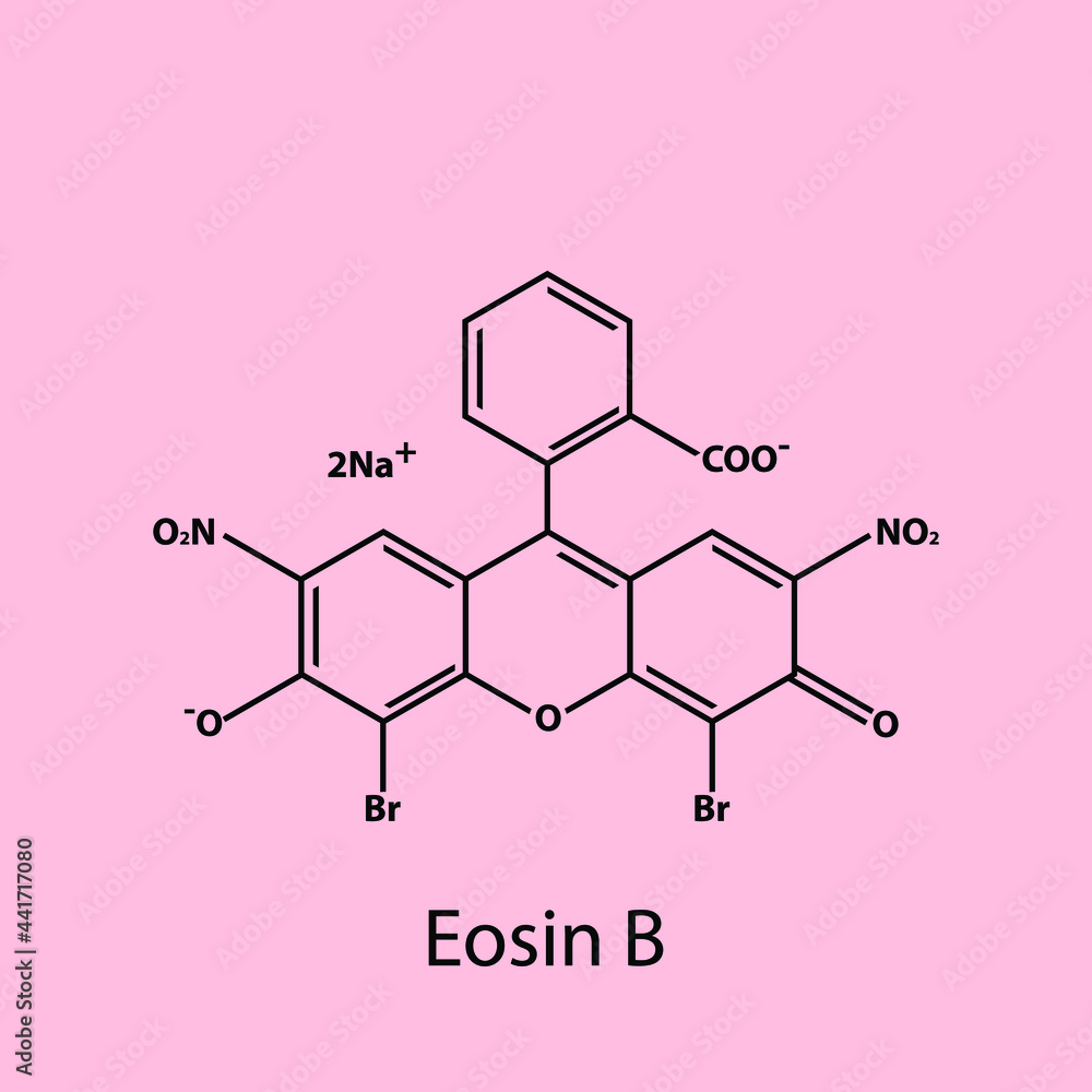 Eosin B Dye biomolecule molecular formula. Skeletal molecule structure ...