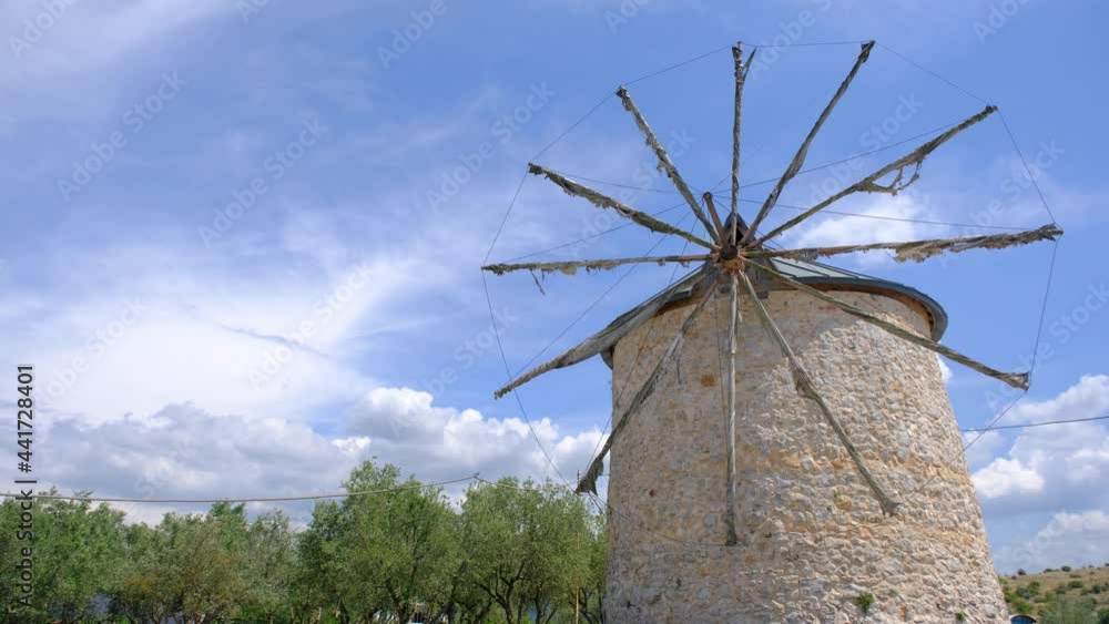 Ancient windmill in Golyazi (uluabat) bursa and it main structure made ...