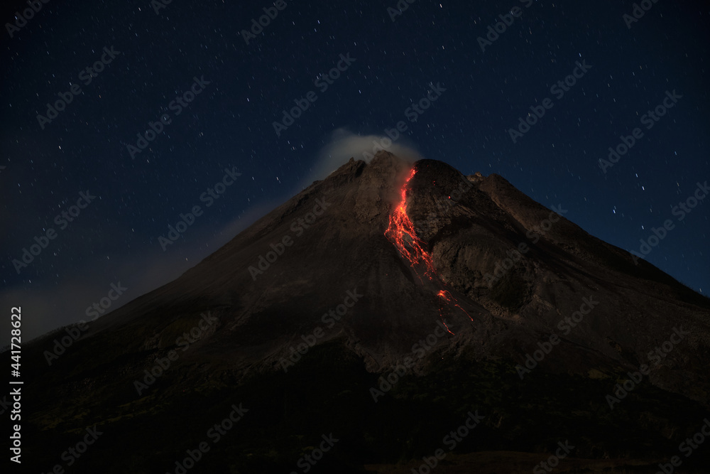 Mount Merapi erupts with high intensity at night during a full moon ...