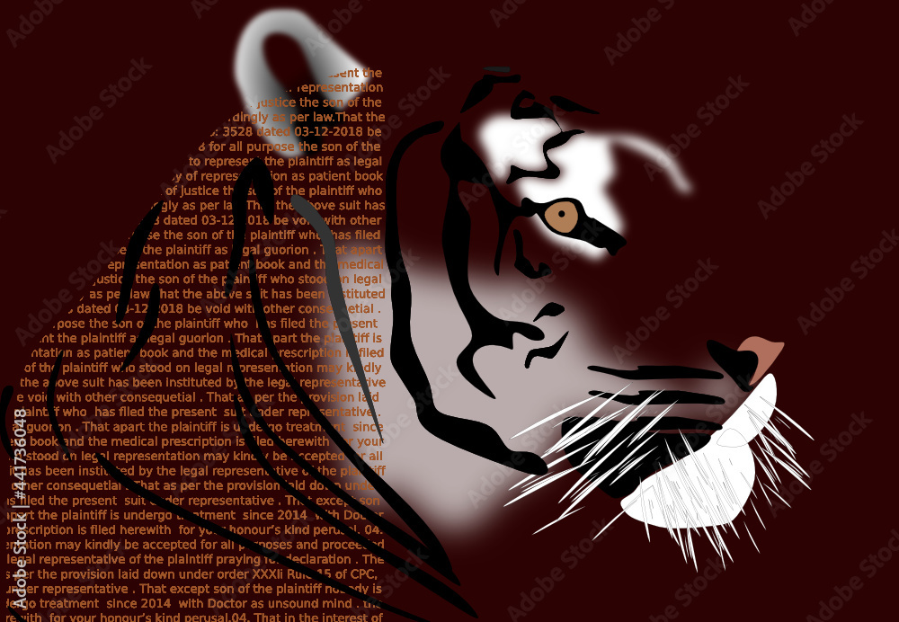 Typography of tiger, text portrait, vector illustration Stock Vector ...