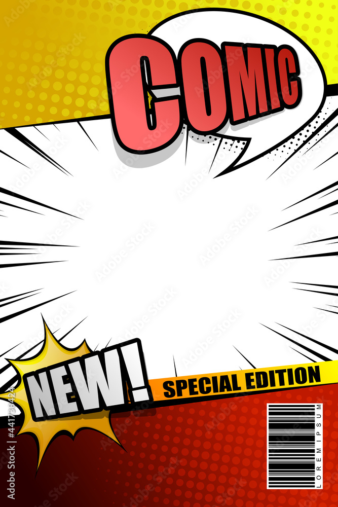Comic Magazine book cover. Vector art. Stock Vector | Adobe Stock