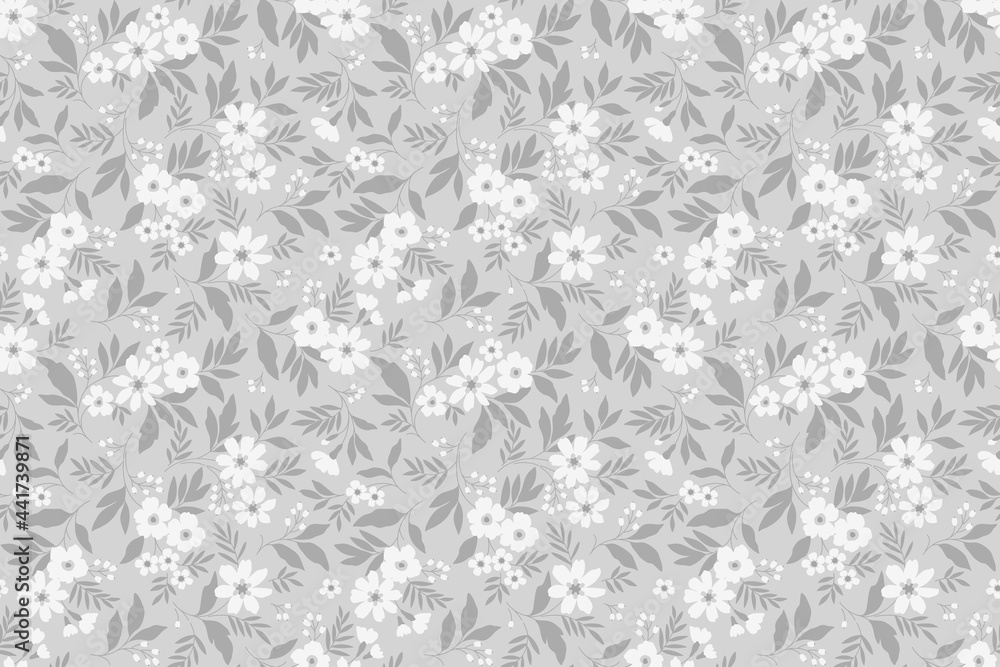 Grey And White Floral Pattern