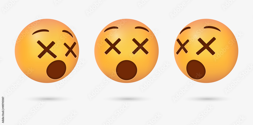 Dizzy Face Emoji with open mouth or yellow emoticon face with X eyes ...