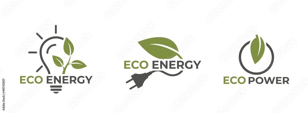 eco energy logo set. eco friendly technology. sustainable and renewable ...