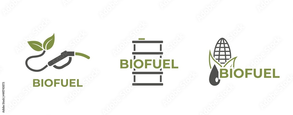 biofuel logo set. eco friendly industry and alternative energy symbols ...
