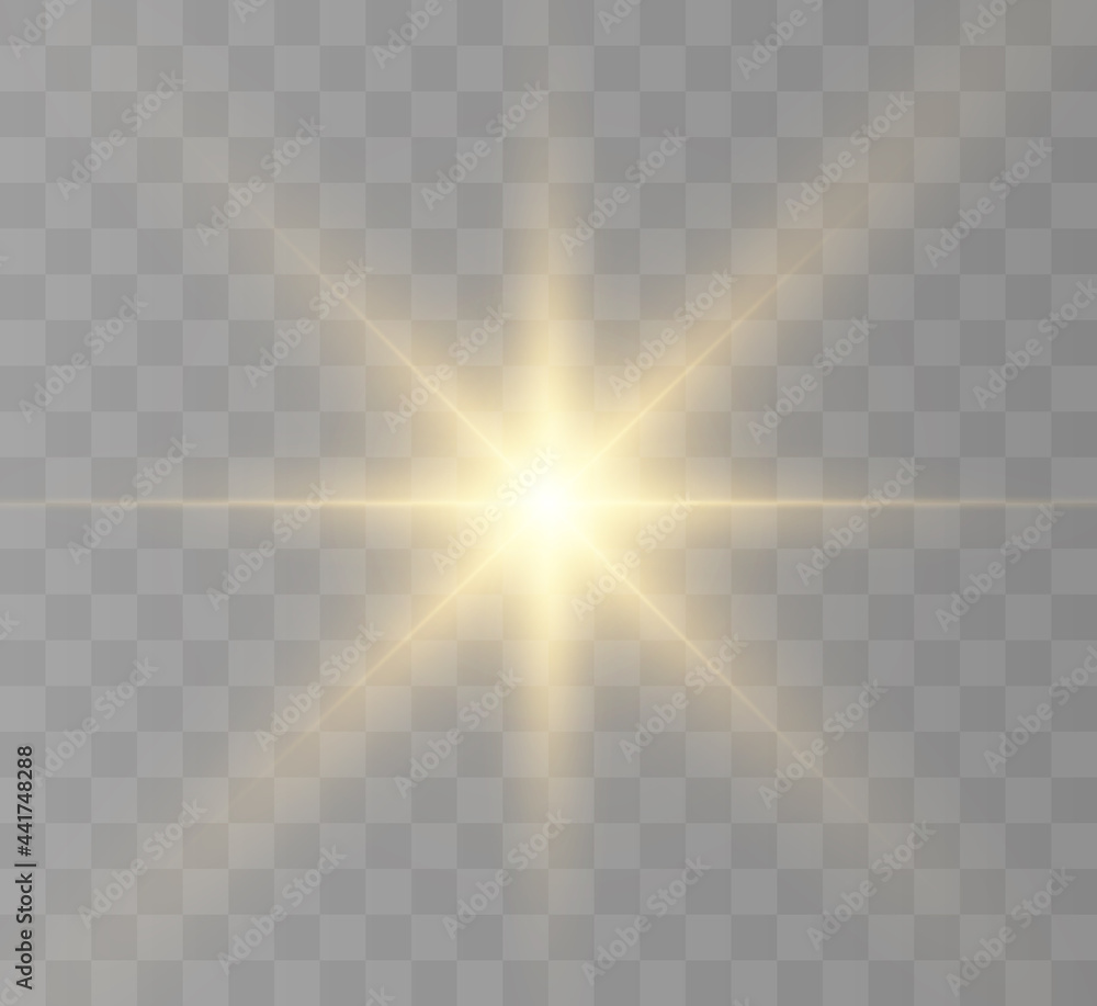 Bright light effect with rays and highlights for vector illustration ...