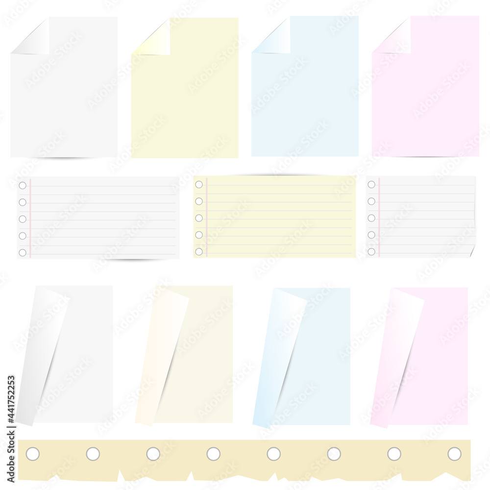 Paper notes top view note sticker set Stock Illustration | Adobe Stock