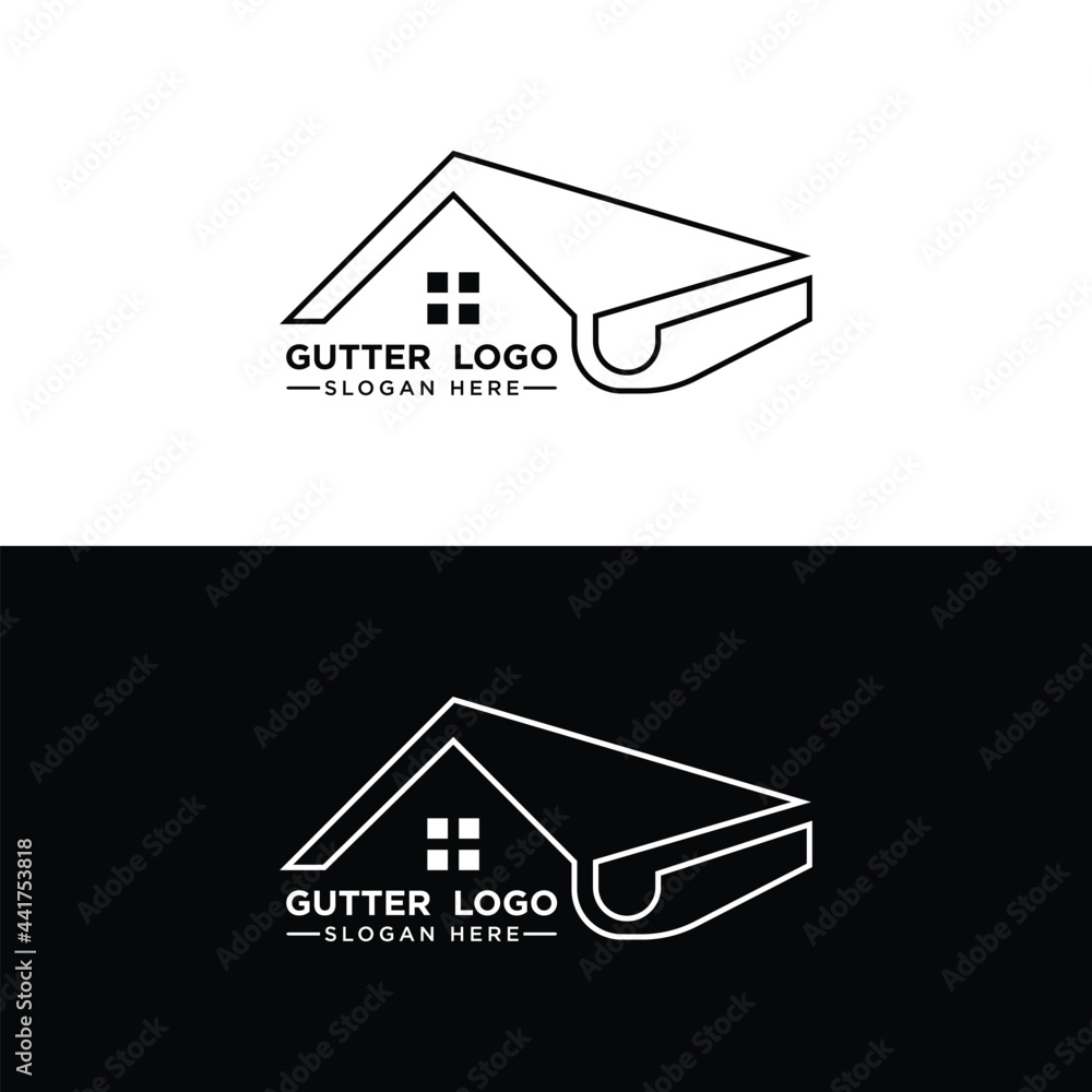 Gutter logo outline vector. Gutters cleaning logo design. Stock Vector ...