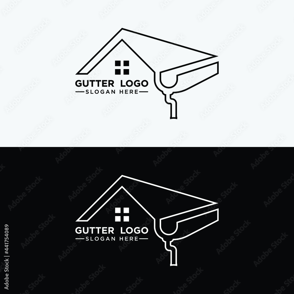 Gutter logo outline vector. Gutters cleaning logo design. Stock Vector ...