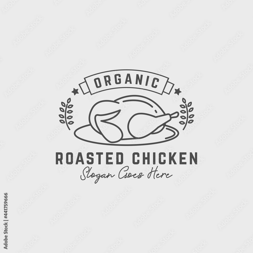 organic roasted chicken meat logo design inspiration, best for line art ...