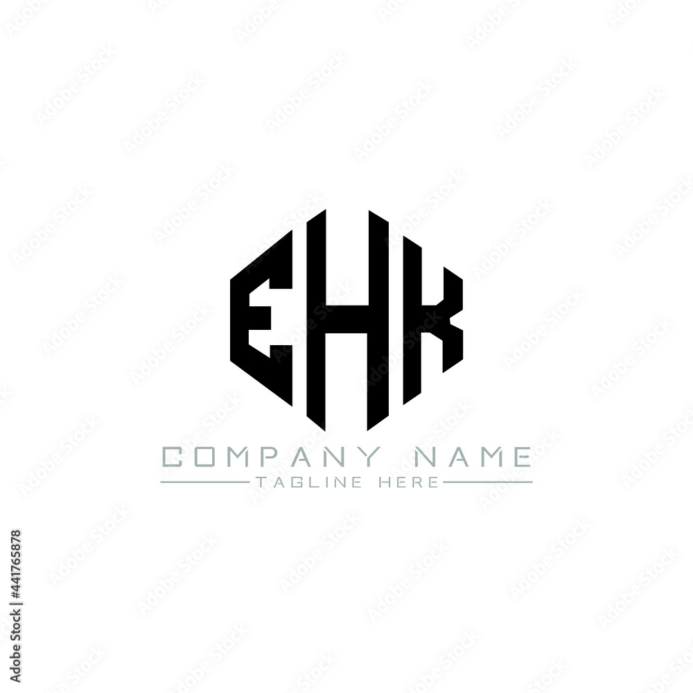 EHK letter logo design with polygon shape. EHK polygon logo monogram ...