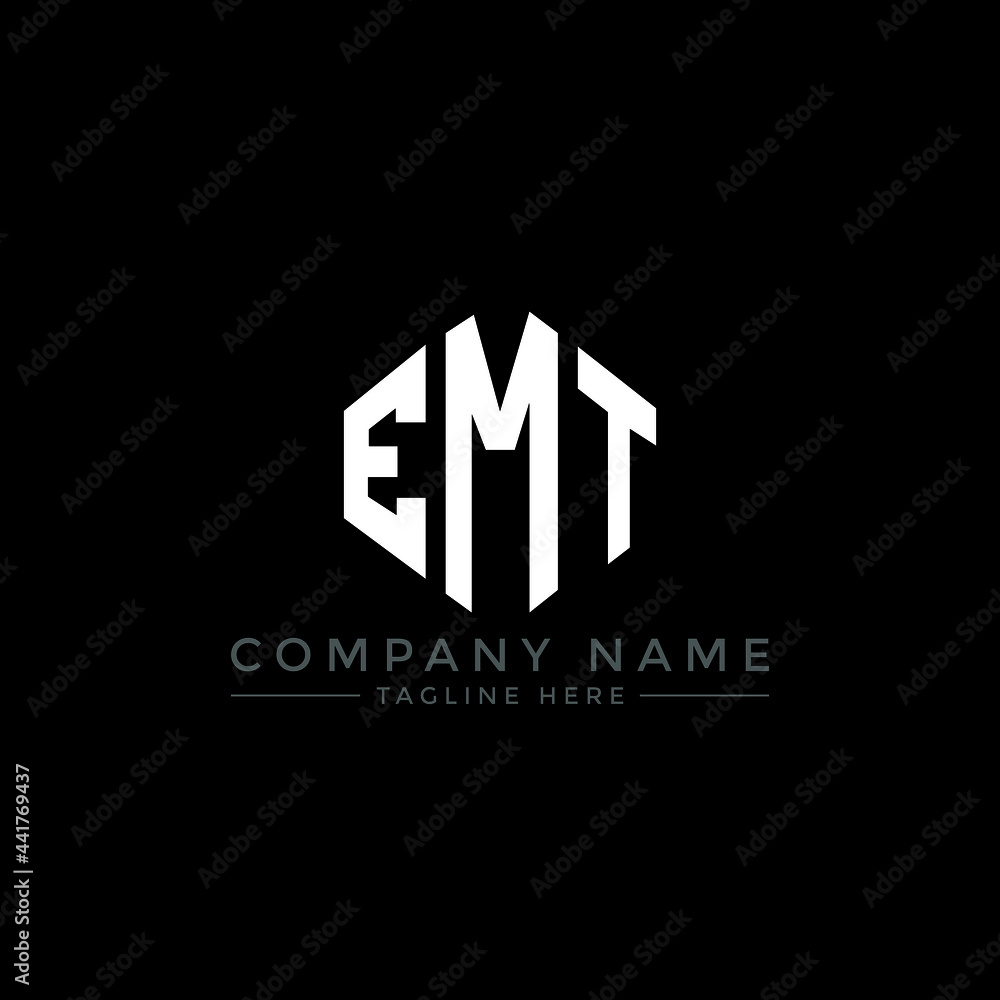 EMT letter logo design with polygon shape. EMT polygon logo monogram ...