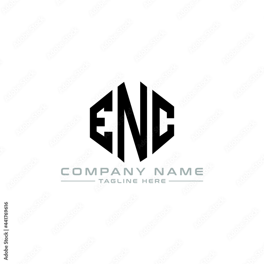 ENC letter logo design with polygon shape. ENC polygon logo monogram ...