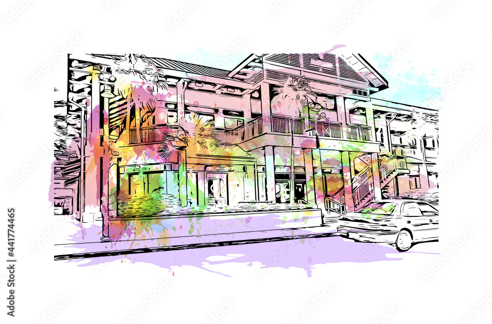 Building view with landmark of George Town is the capital of the Cayman ...