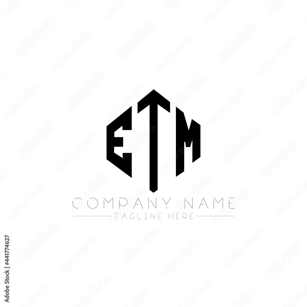 ETM letter logo design with polygon shape. ETM polygon logo monogram ...