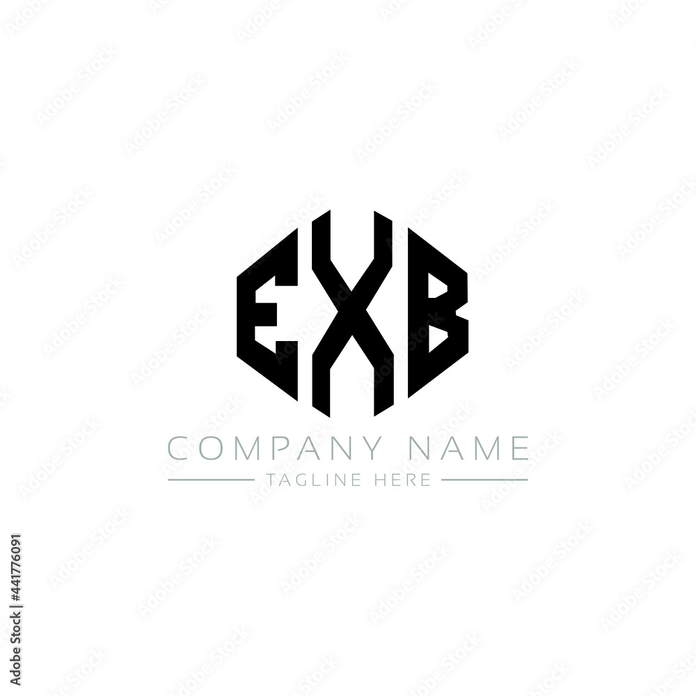 EXB letter logo design with polygon shape. EXB polygon logo monogram ...