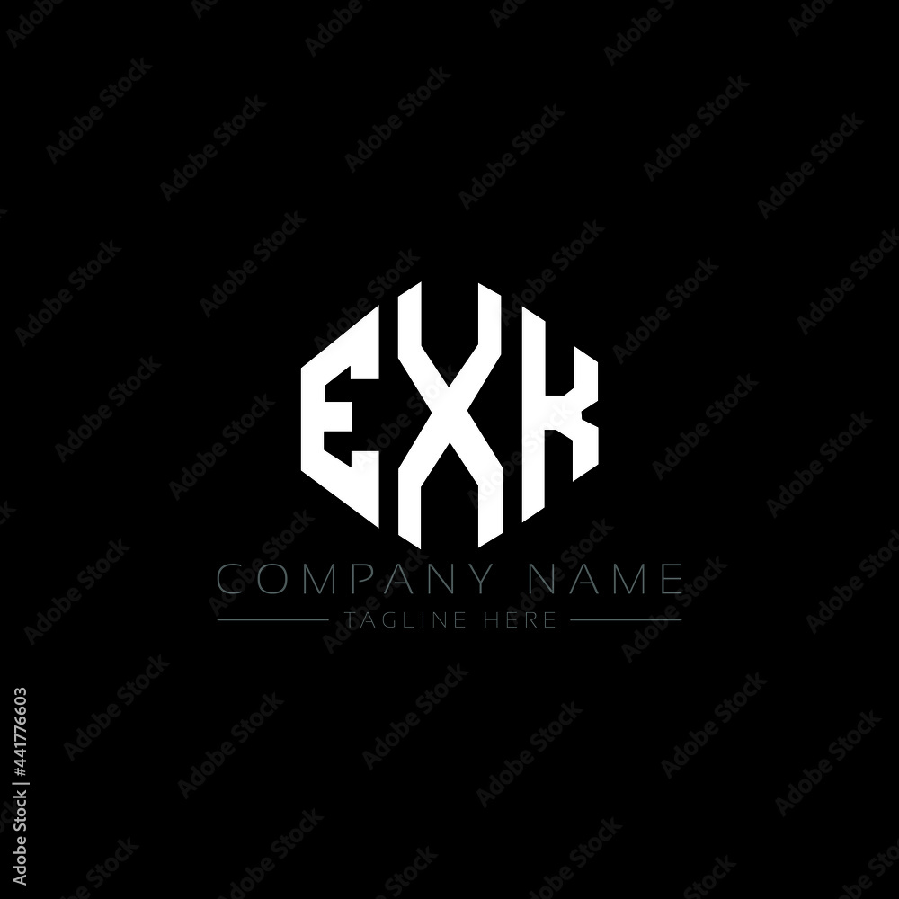 EXK letter logo design with polygon shape. EXK polygon logo monogram. EXK cube logo design. EXK ...