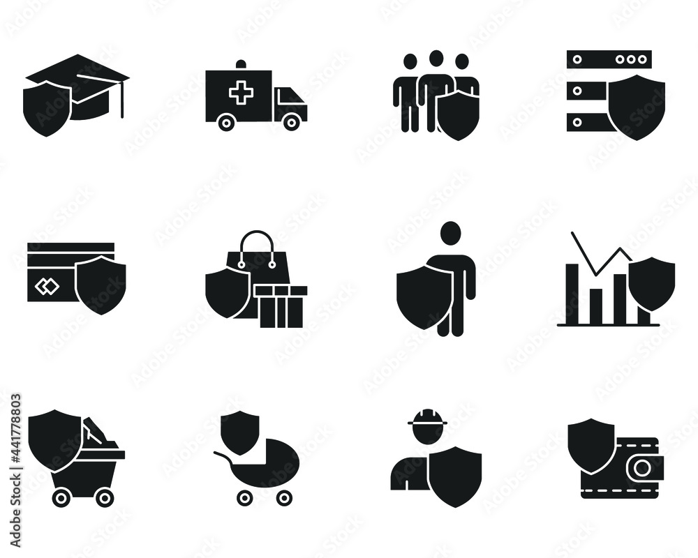 Insurance elements set icon symbol template for graphic and web design ...