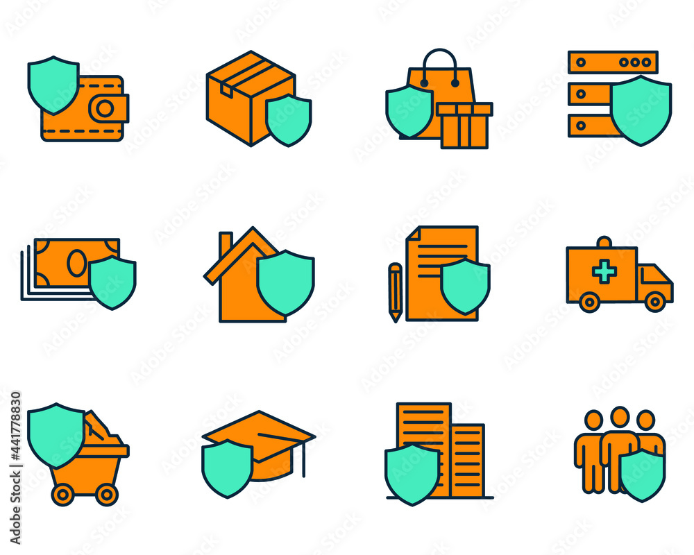 Insurance elements set icon symbol template for graphic and web design ...