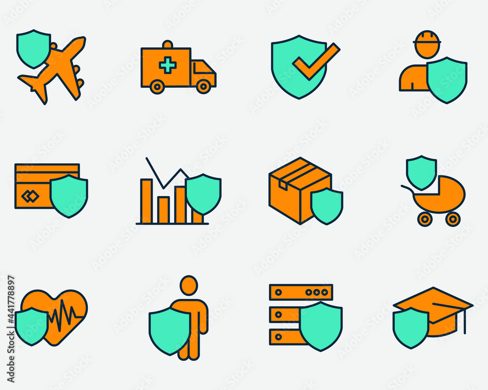 Insurance elements set icon symbol template for graphic and web design ...