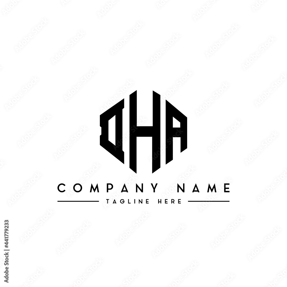 DHA letter logo design with polygon shape. DHA polygon logo monogram ...