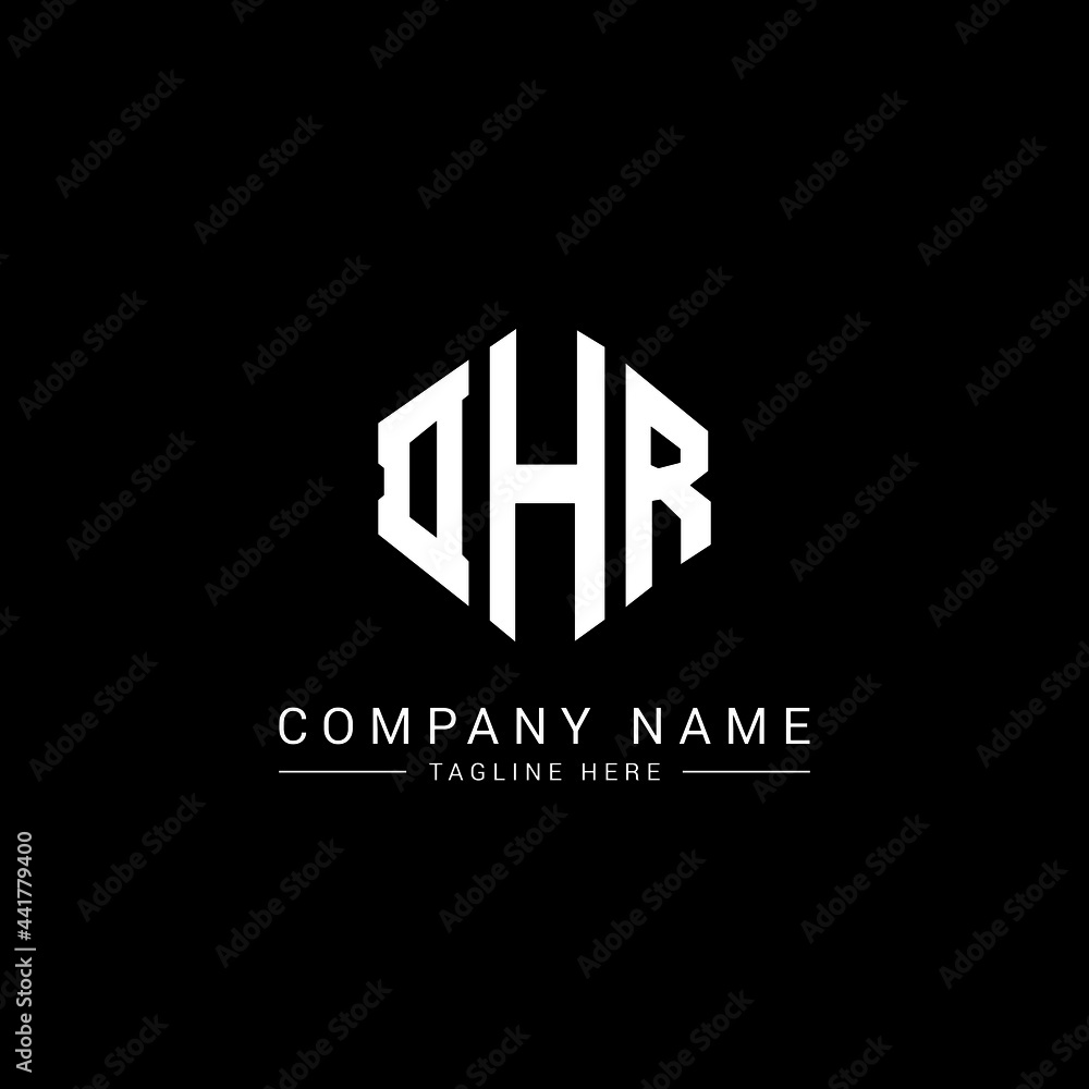 DHR letter logo design with polygon shape. DHR polygon logo monogram ...
