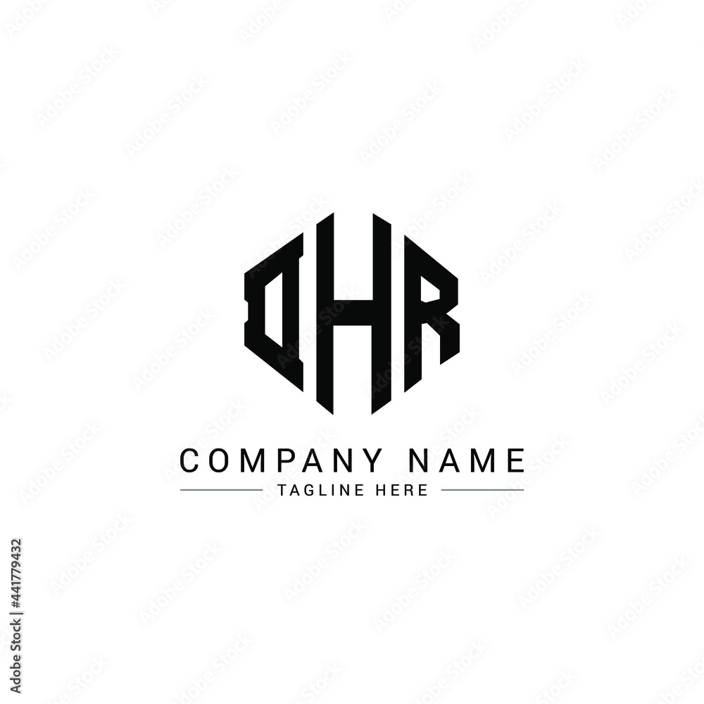 DHR letter logo design with polygon shape. DHR polygon logo monogram ...