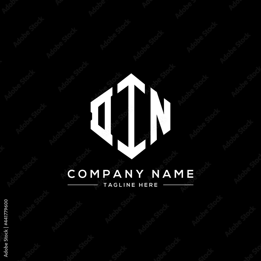 DIN letter logo design with polygon shape. DIN polygon logo monogram ...