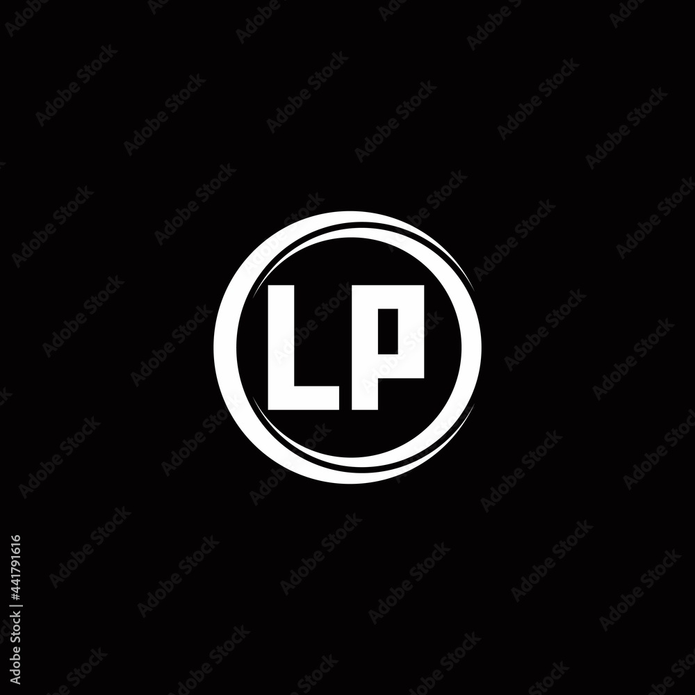 LP logo initial letter monogram with circle slice rounded design ...