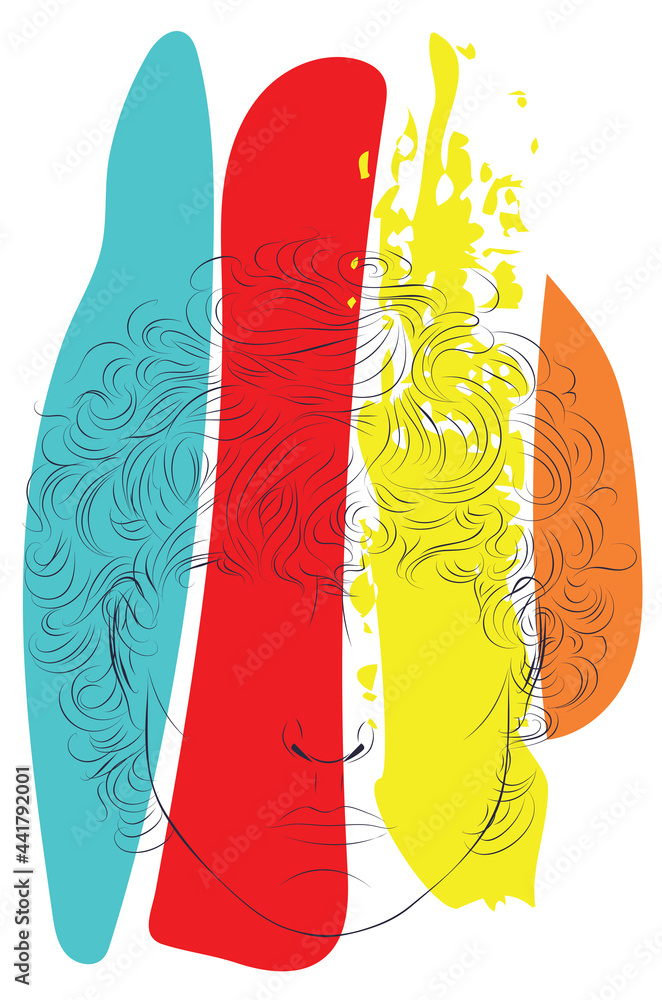 Line art man with shapes Stock Vector | Adobe Stock