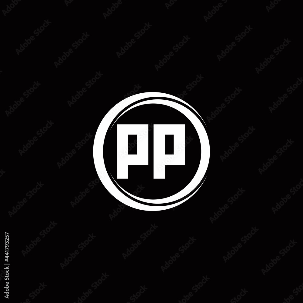 PP logo initial letter monogram with circle slice rounded design ...