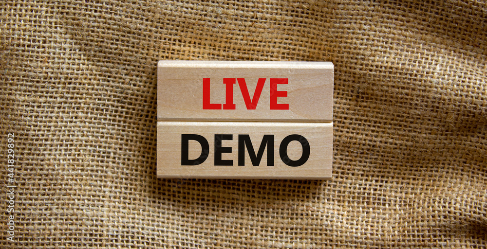 Live demo symbol. Concept words 'live demo' on wooden blocks on a ...