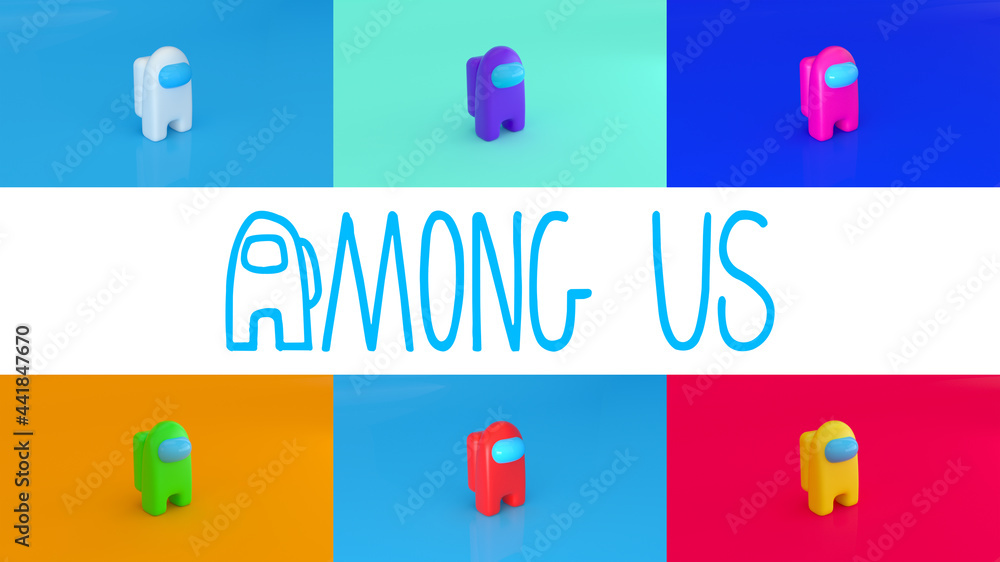 Multi-colored pictures of characters set. The game among us background ...