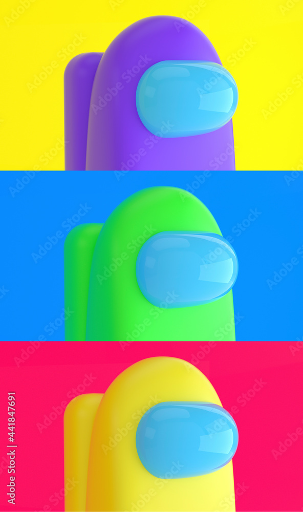 Multi-colored pictures of characters set. The game among us background ...