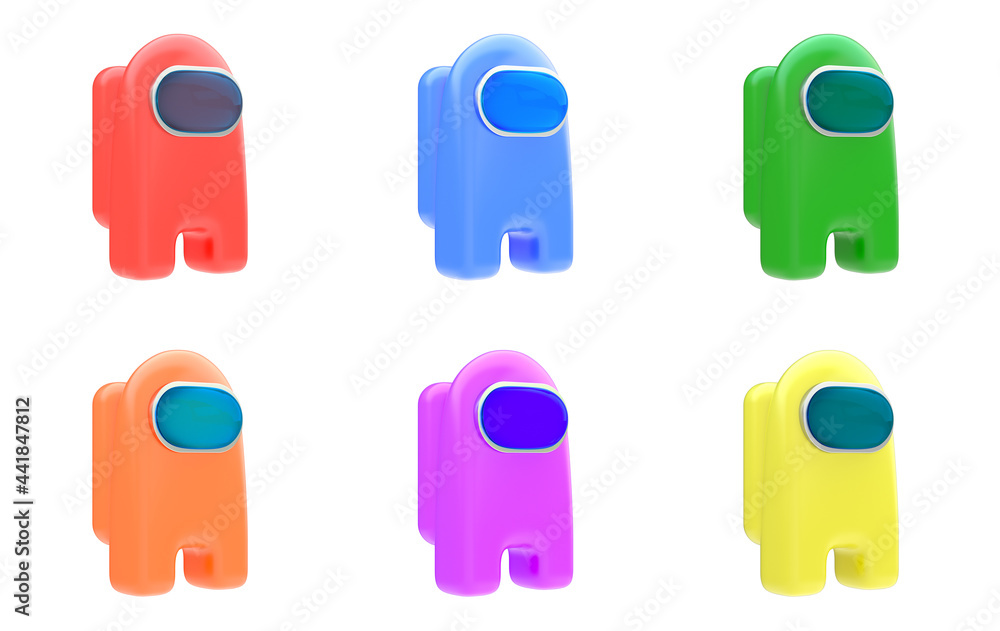 Multi-colored pictures of characters set. The game among us on a white ...