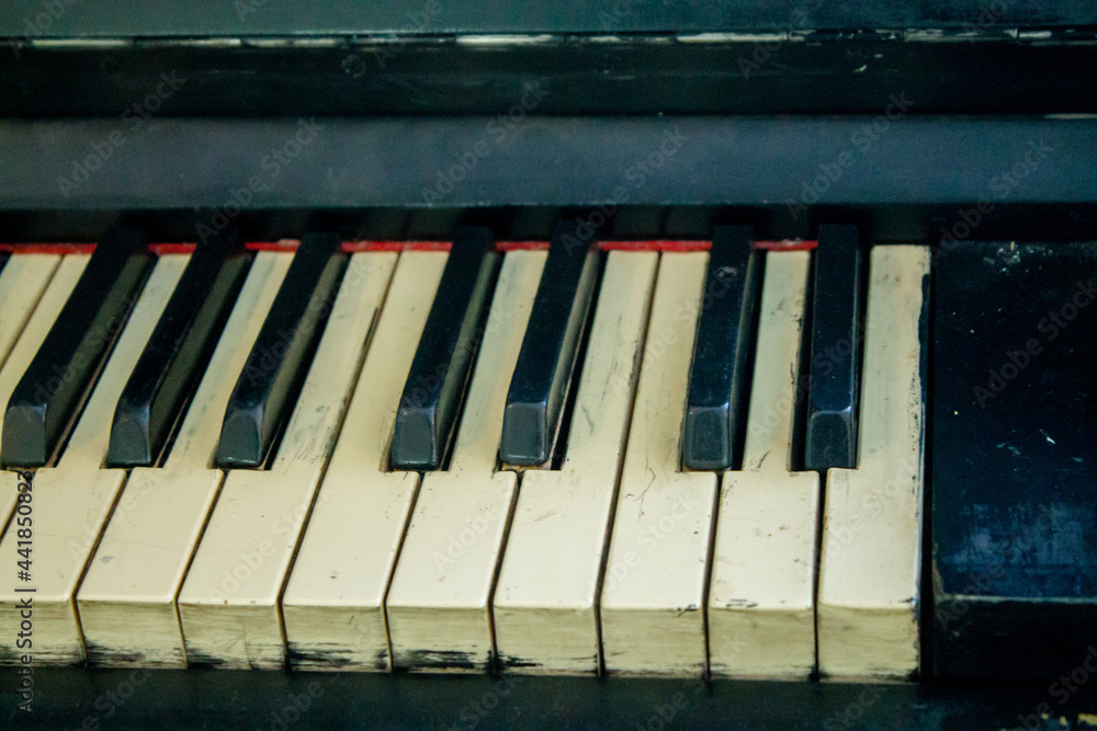 old piano keys. Rare musical instruments. black and white keys. Stock ...