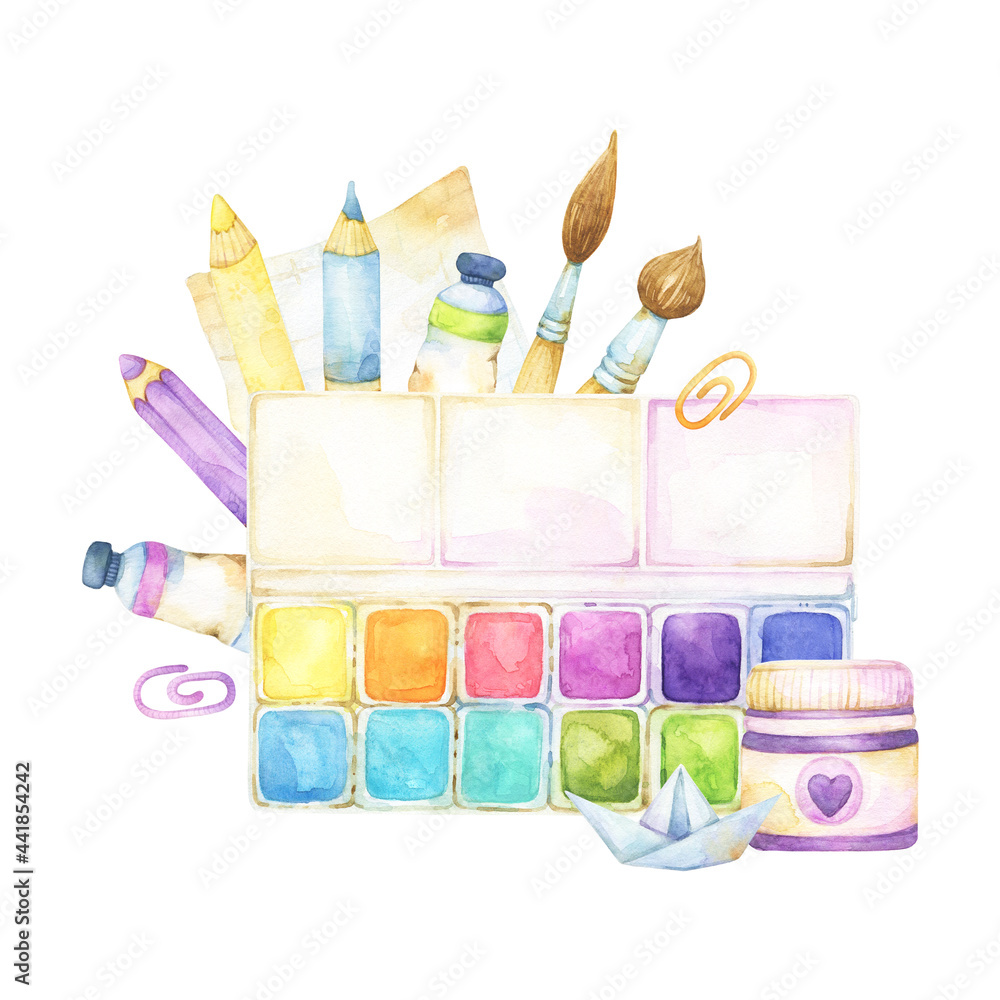 Premade design with watercolor clipart isolated on white background ...