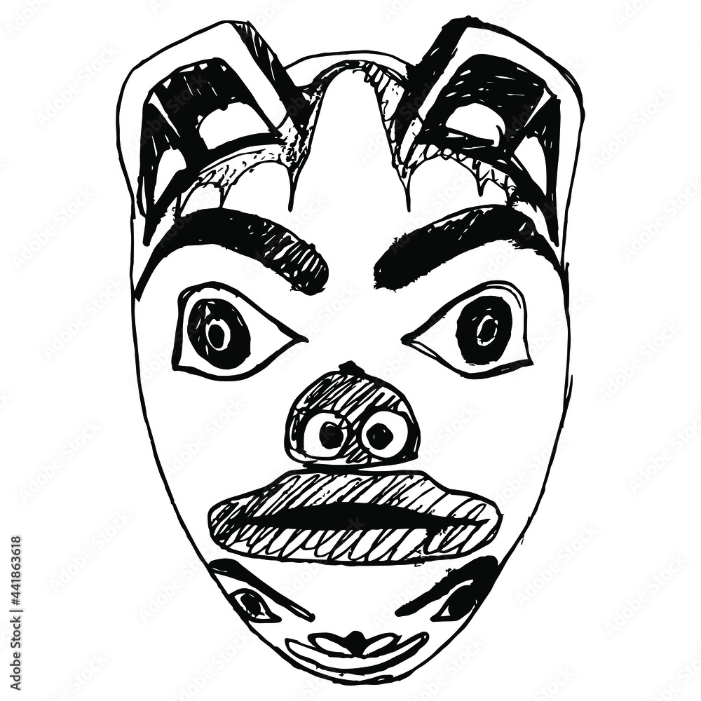 Totem bear mask of Tlingit Indians. Native American ethnic art. Hand ...