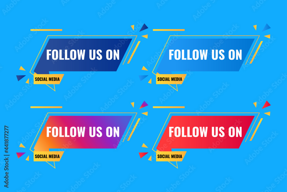 follow us on social media celebration banner greeting design with ...