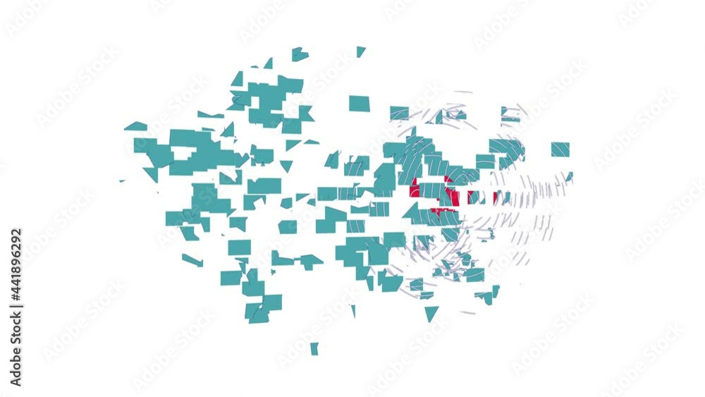 World map animation. Animation of connecting all countries into a whole ...